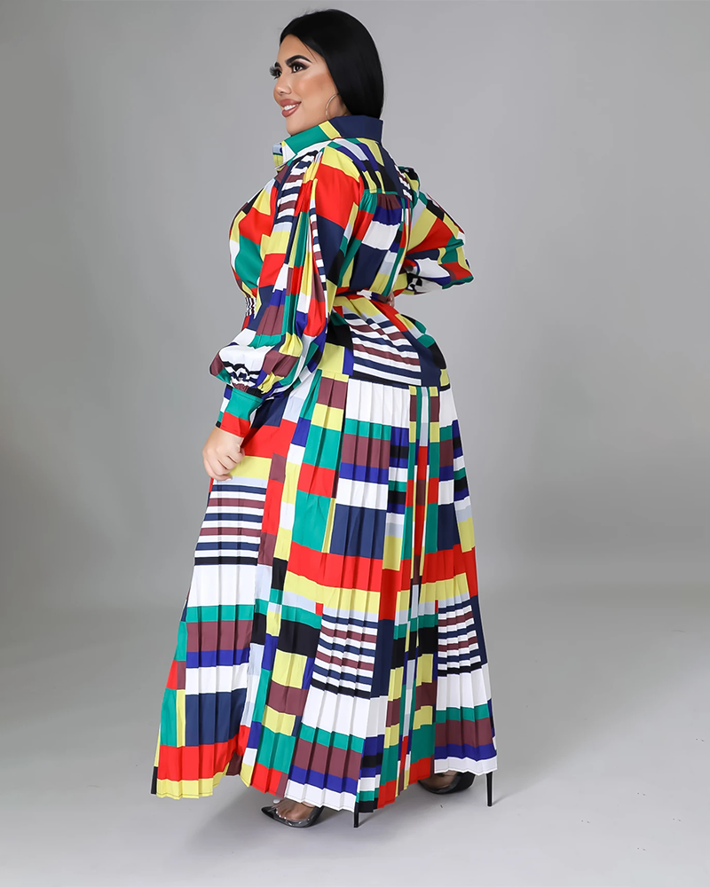 Zuri Color-Block Pleated Dress – Snazzyin